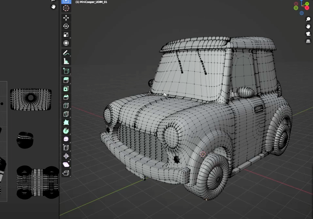 Modelo Mini Cooper para UVS en Blender