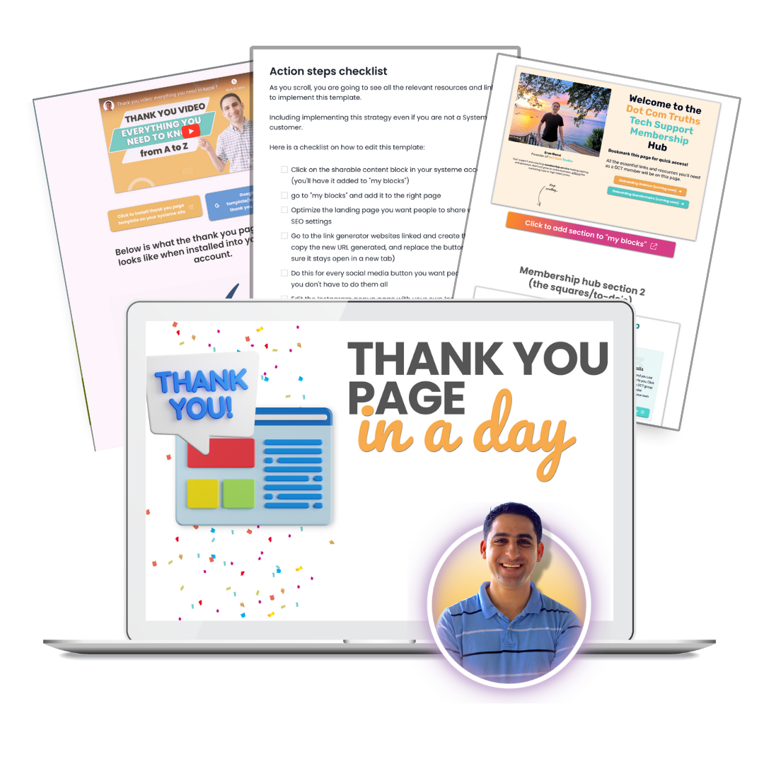 Thank you page in a day