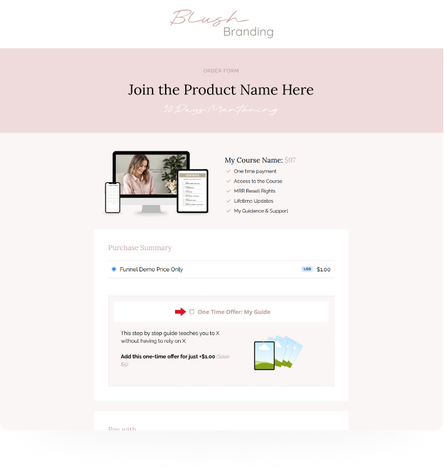 Blush Branding Systeme.io Funnel Template