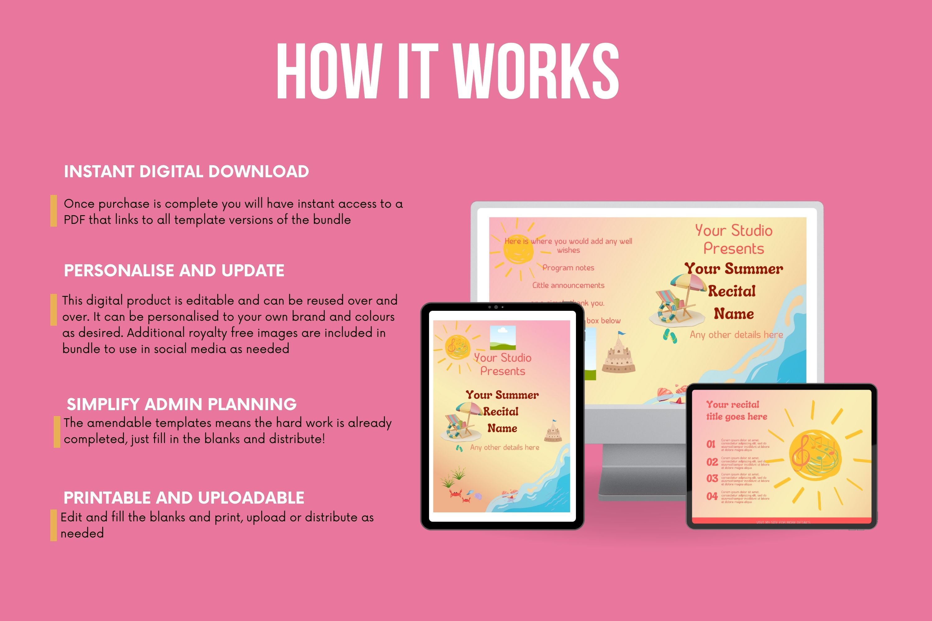 Summe Recital Promotional bundle, pdf and Canva templates for studio ...