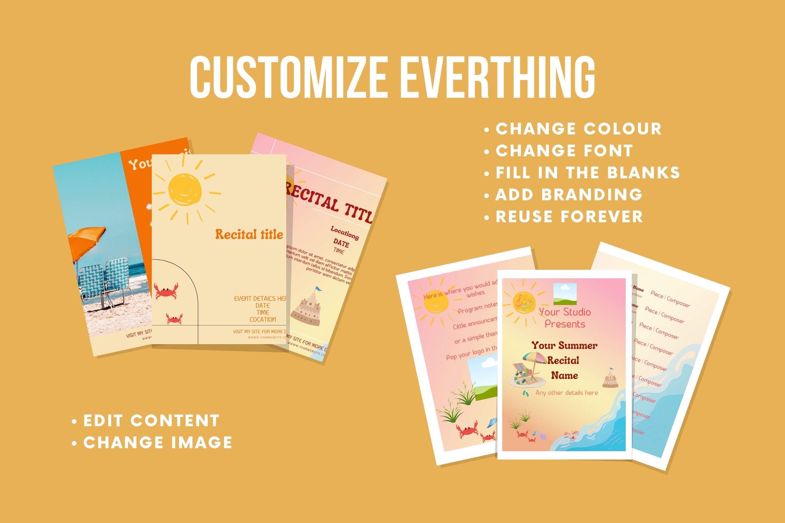 Summe Recital Promotional bundle, pdf and Canva templates for studio ...