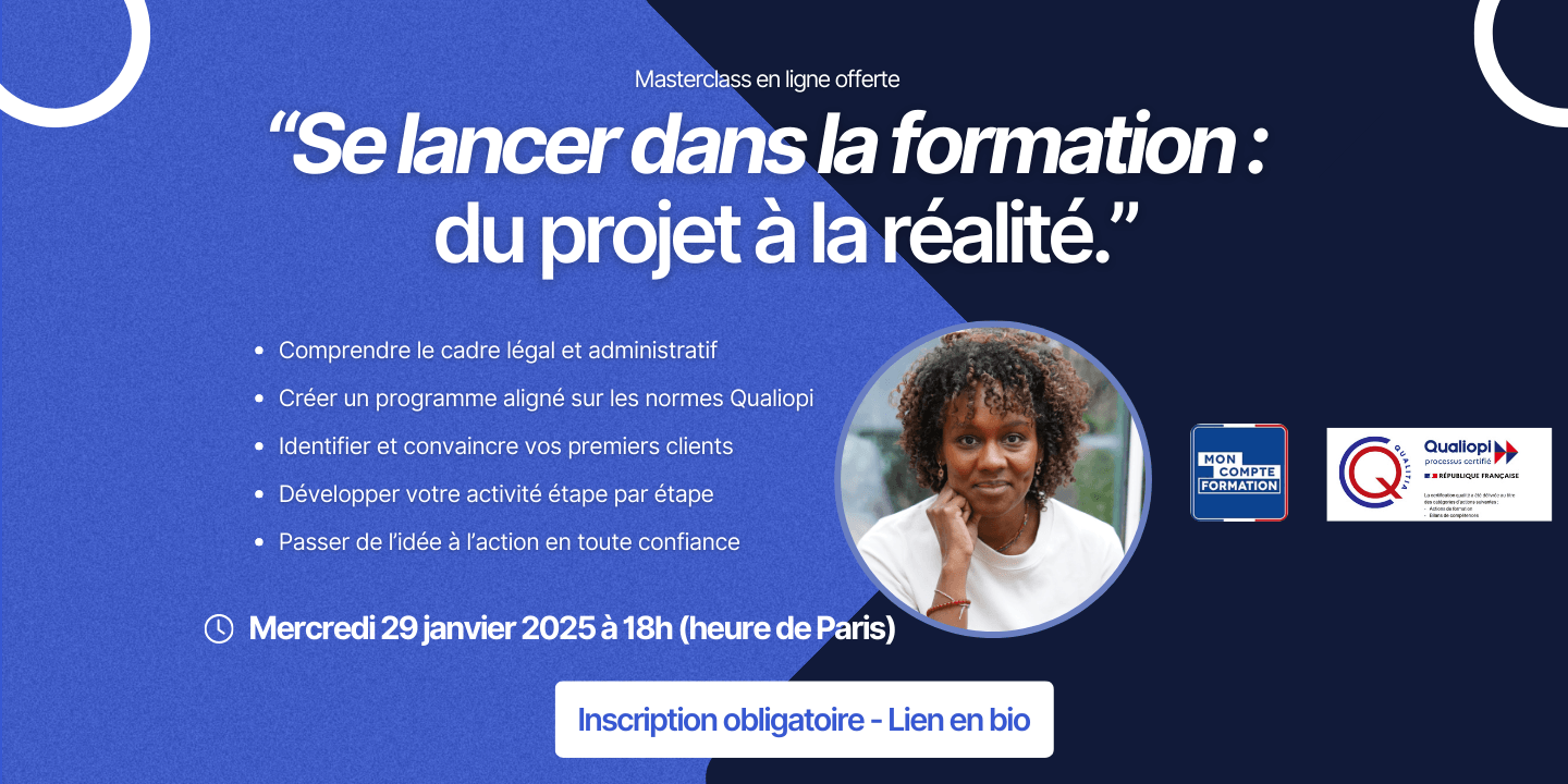 Masterclass offerte - Se lancer dans la formation