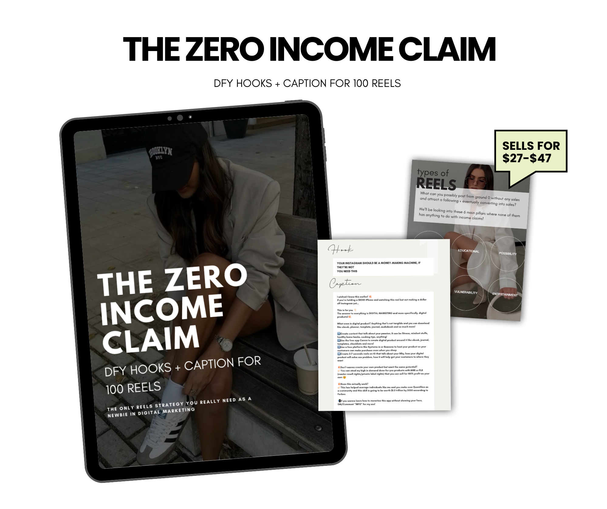 ZERO INCOME CLAIM | 100 DFY Hooks & Captions for Instagram Reels