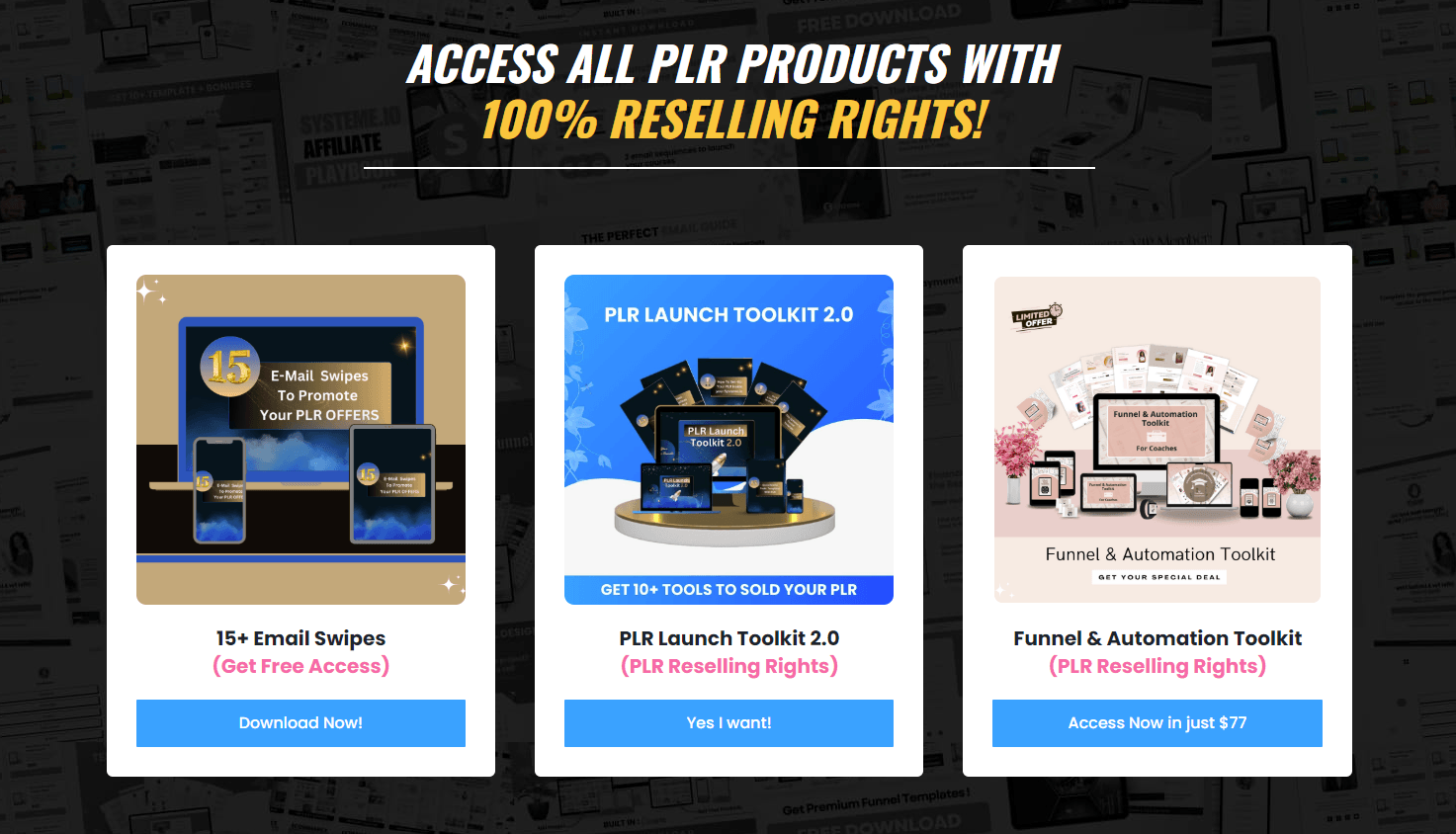 Get All PLR MRR Products with 100% Reselling Rights!