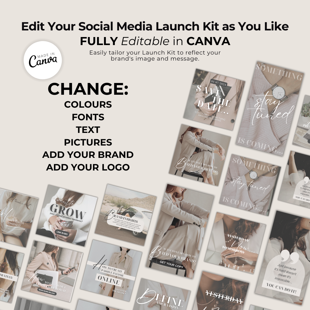 Faceless Social Media Content Launch Kit (Light Aesthetic)