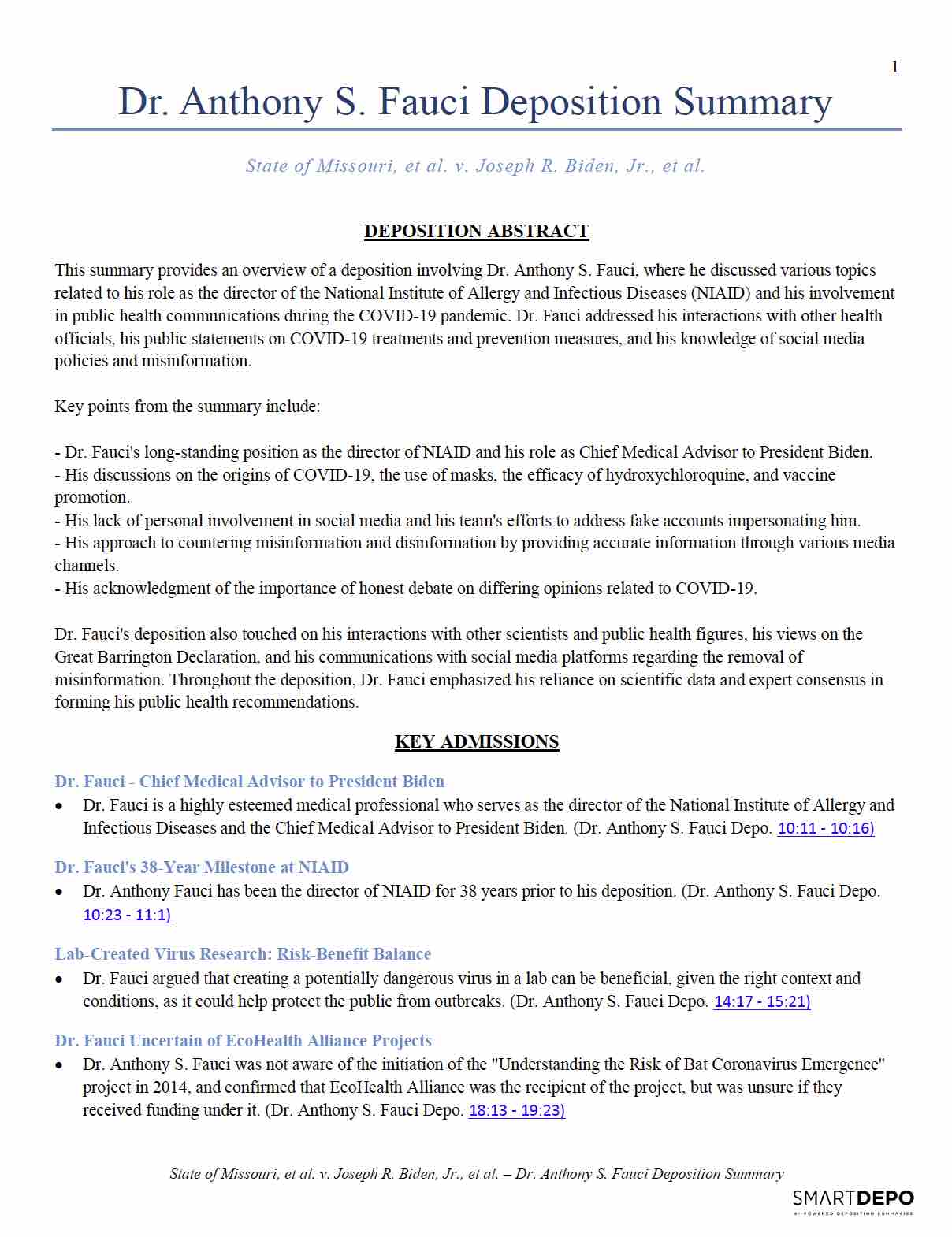 SmartDepo AI Deposition Summaries - A Legal Technology Company