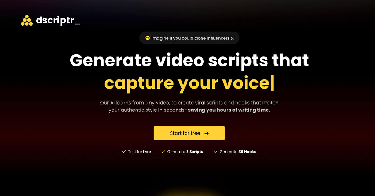 Generate Viral Video Scripts with AI | Dscriptr – Your Personal Script Assistant