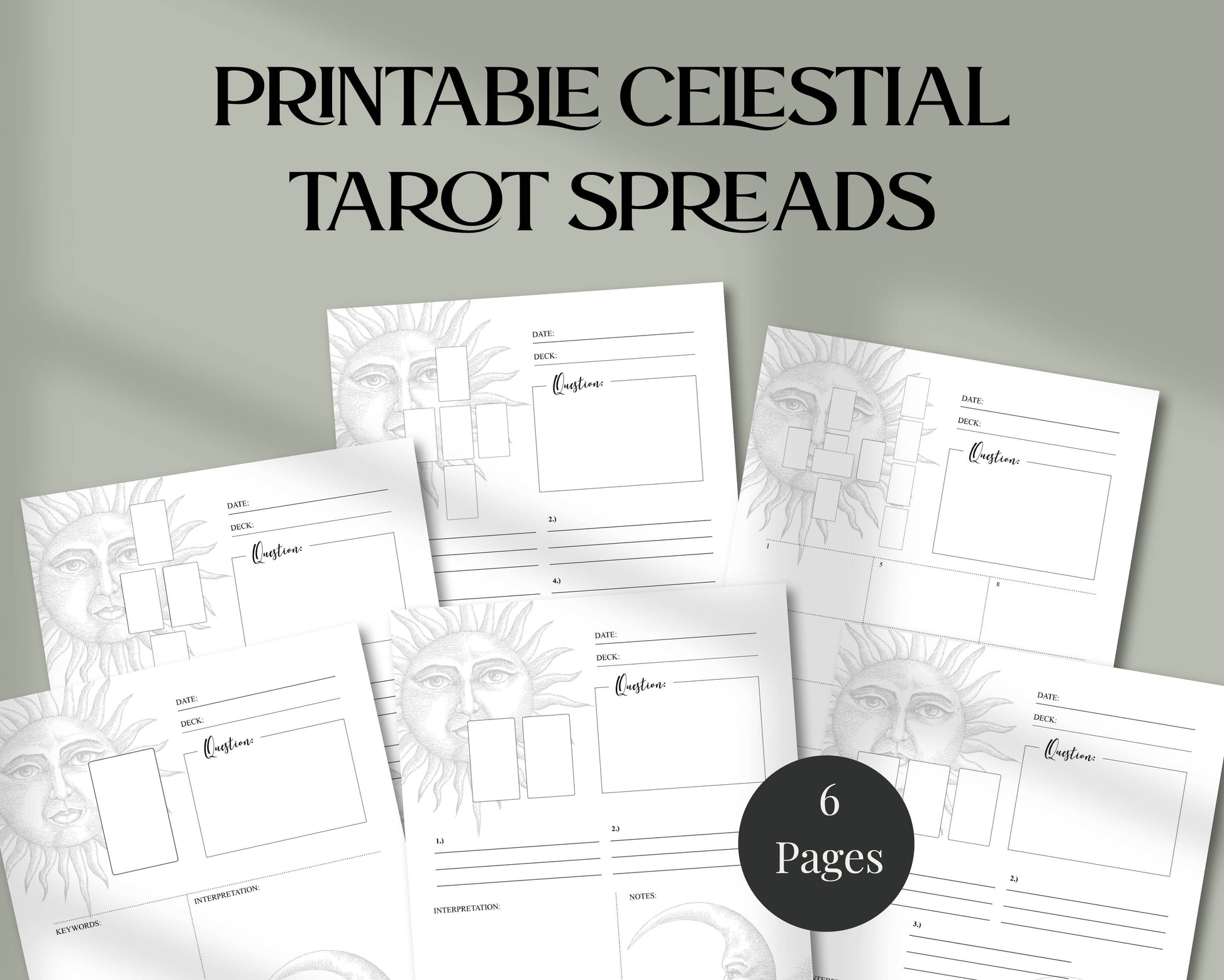 Celestial Printable Tarot Spreads