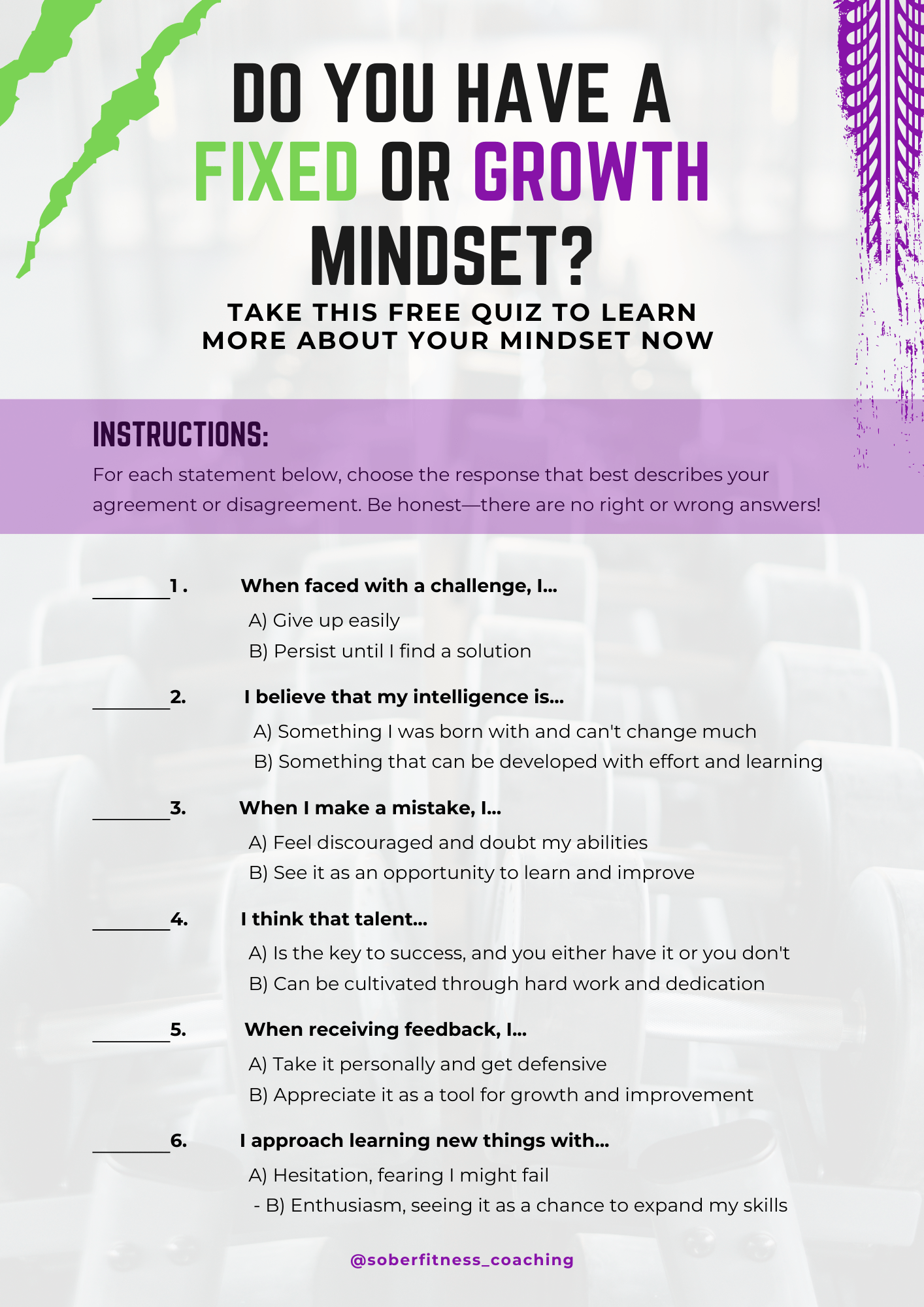 Shifting into a Growth Mindset | Assessment Form