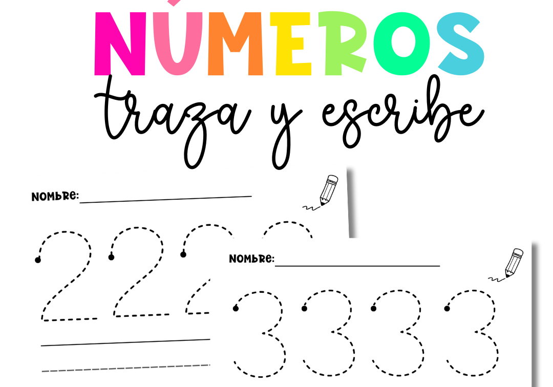 Hojas para trazar los números del 1 al 10 | Imprimible Gratis