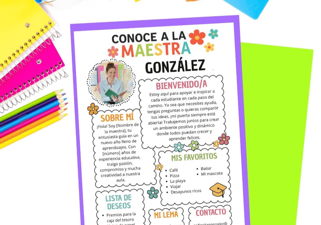 Plantilla Conoce a la Maestra editable en Canva | Tarea Kids